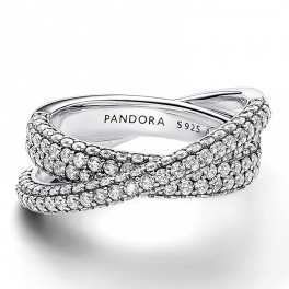 Double Cross Band Ring in Pavé 193022C01 - Sabina