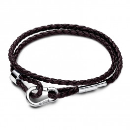 BRACELETS PANDORA PANDORA MOMENTS BRACELET IN BROWN DOUBLE BRAIDED ...
