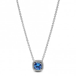 Square Blue Halo Pendant Necklace Sparkling 393560C01 - Sabina