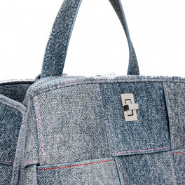 Medium denim effect braided backpack - Sabina